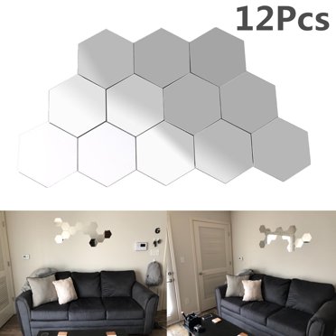 Pretty Comy 12PCS Acrylic Mirror Wall Stickers Self Adhesive Removable ...