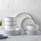 Mainstays 12-Piece Blue Rim Stoneware Dinnerware Set - Walmart Business ...