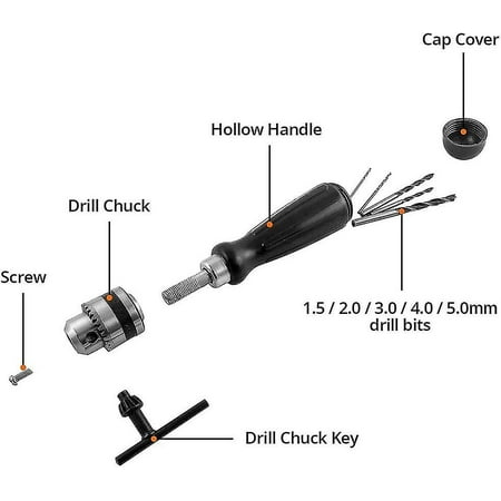 Hand Drill Set, Pin Vise Hand Drill With 5 Pcs Mini Drills (1.5-5mm ...