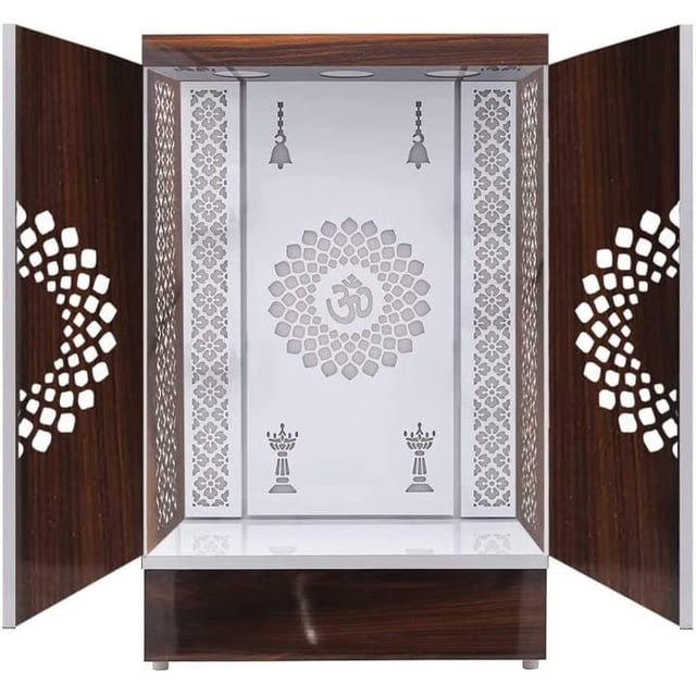 Customized Wooden Cabinet Desginer Mandir With LED / Mandir For Home ...
