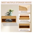 Bamboo Floating Nightstand with Storage Drawer Wall Mounted Bedside ...