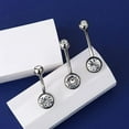 1PC Silver Double Diamond Stainless Steel Belly Button Ring Navel ...