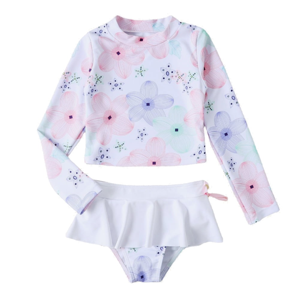 GYRATEDREAM 8-12Y Girls'Long Sleeve Rashguard UPF 50+ Two Piece ...