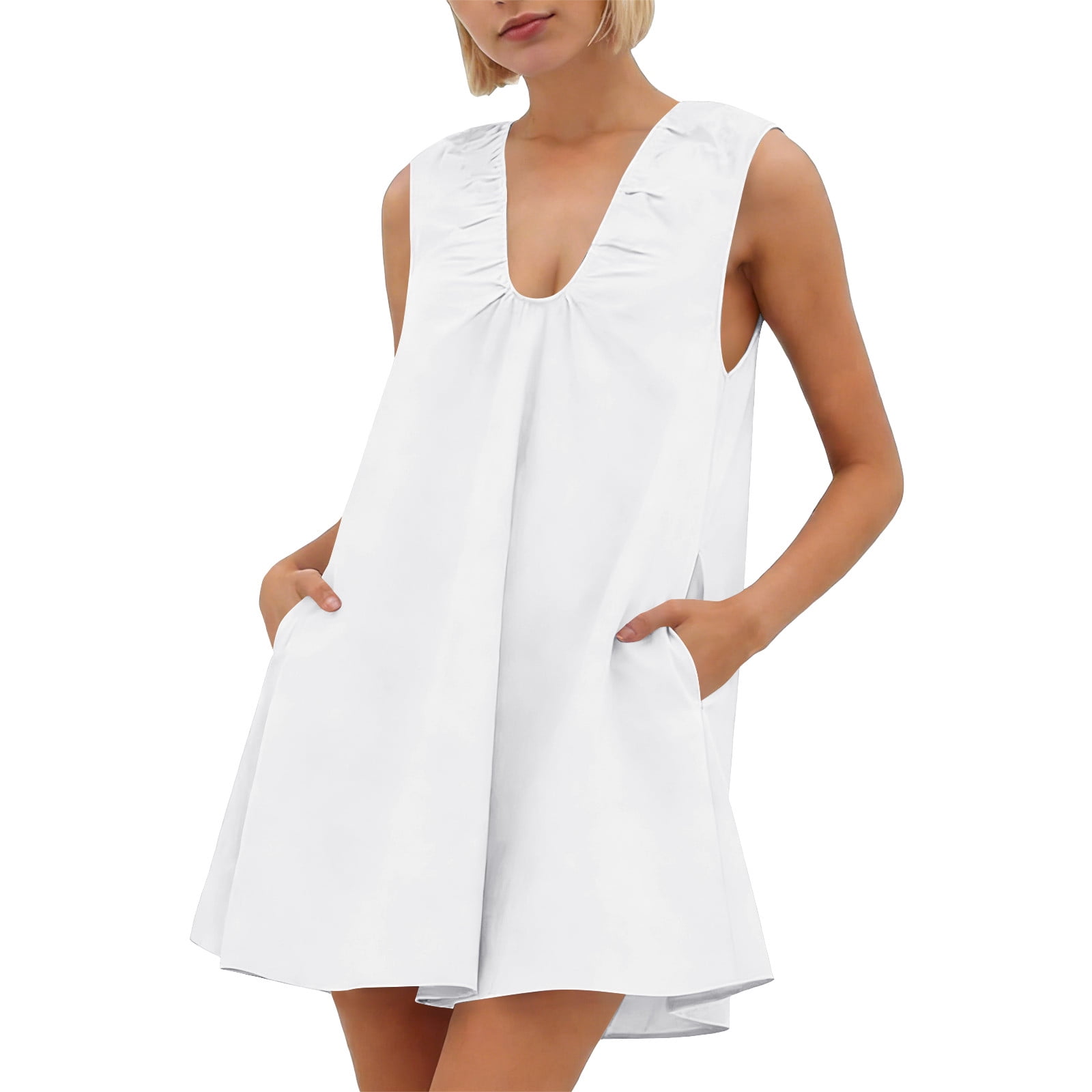 Click here for Roncen Womens Sleeveless Babydoll Tank Mini Dress... prices