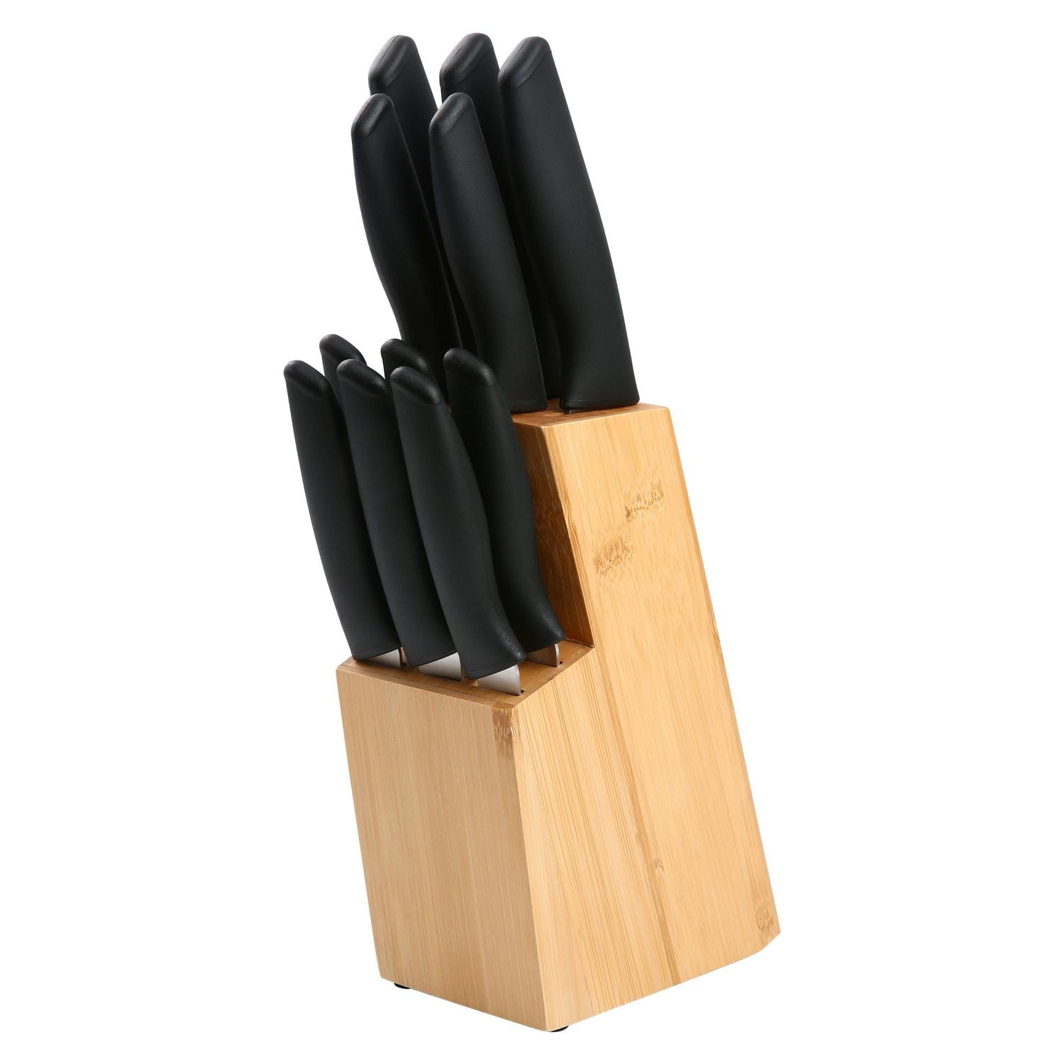 Mainstays 12 Piece Stainless Steel Cutlery Set with Bamboo Storage ...