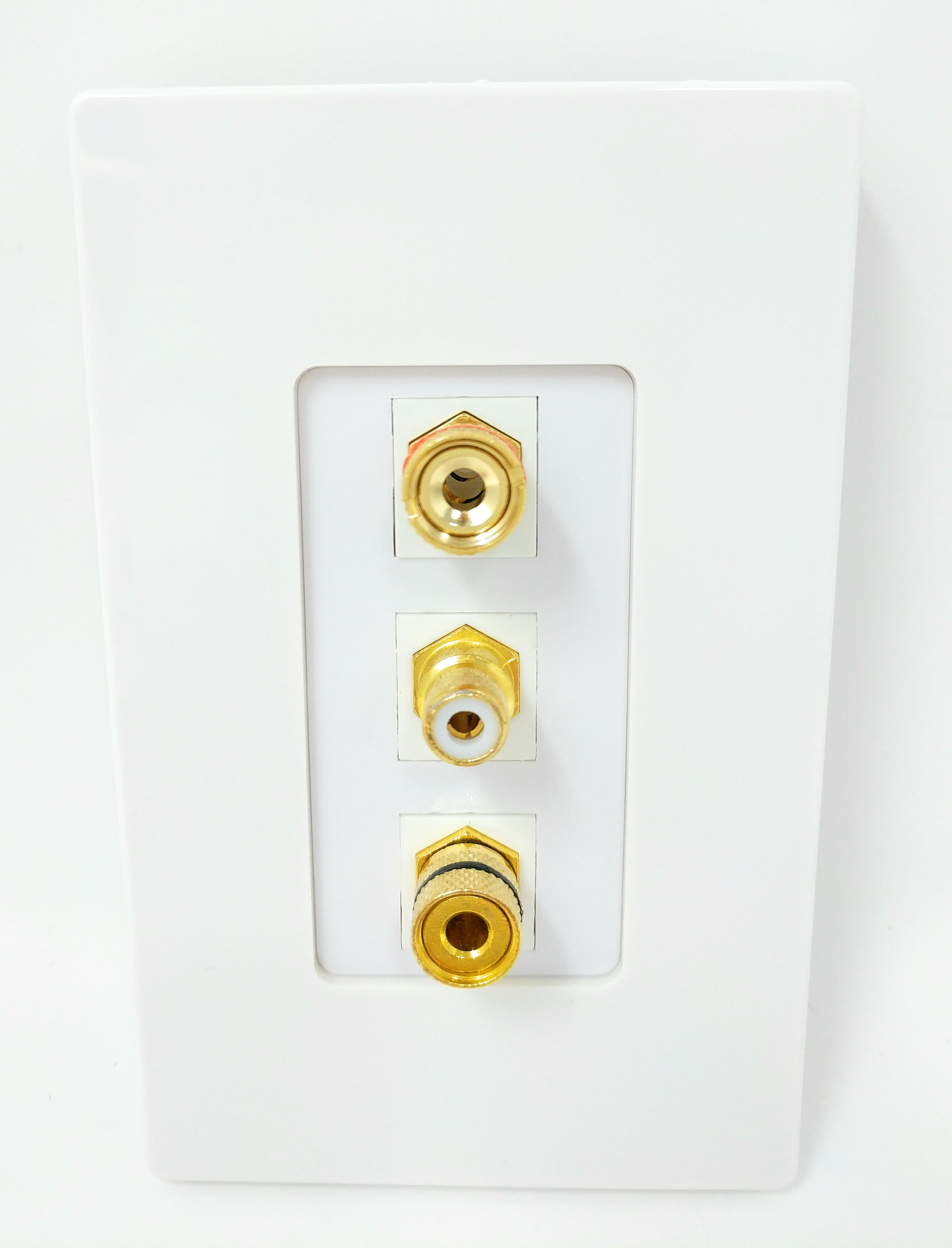 RiteAV - 1 Port RCA White 2 Port Banana Speaker Screwless Decorative ...