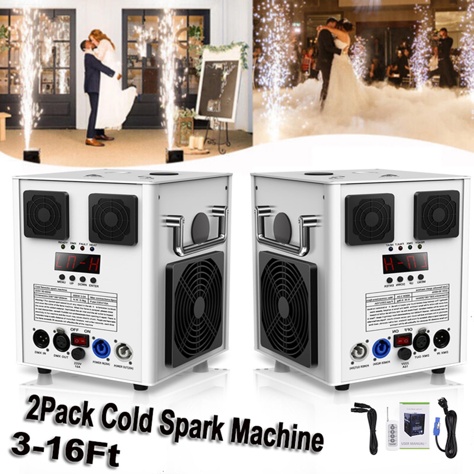 2Pack Cold Spark Machine DMX Firework Machine 3-16ft Adjustable for ...