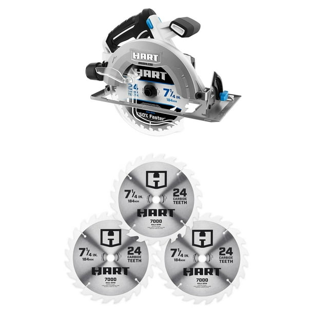 HR 20-Volt 7-1/4" Brushless Circular Saw with 3 Pack 7-1/4" 24T Blade ...