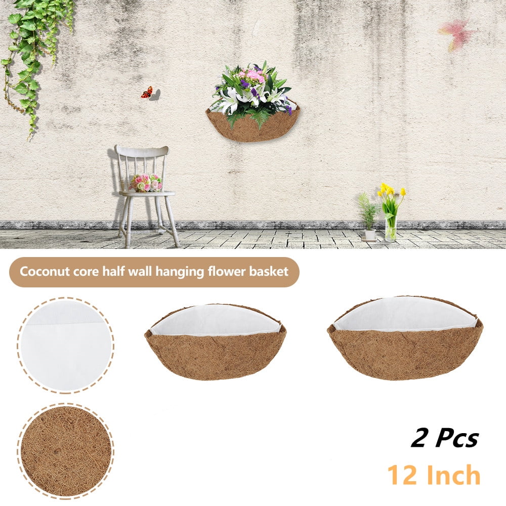 Fyeme Flower Pots Liners,2Pcs Round Hanging Basket Planter Coconut Palm ...