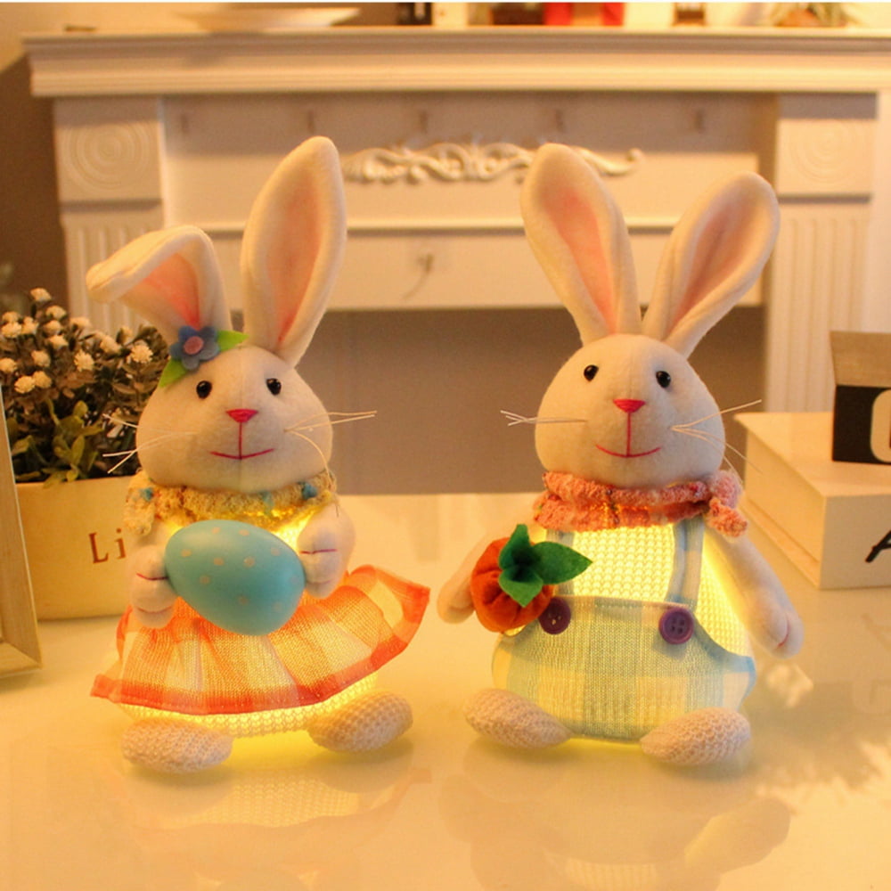 Lighted Easter Plush Bunny,LED Rabbit Gifts for Kids,Farmhouse Spring ...