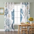 Coastal Seahorse Sheer Curtains 84 Inch Long 2 Panels, Blue Gray Shell ...