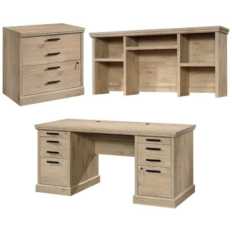 Home Square 3-Piece Set with Executive Desk Computer Hutch & Lateral ...