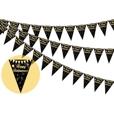 25% chance Happy Retirement Party Decorations, Extra Large Fabric Black ...