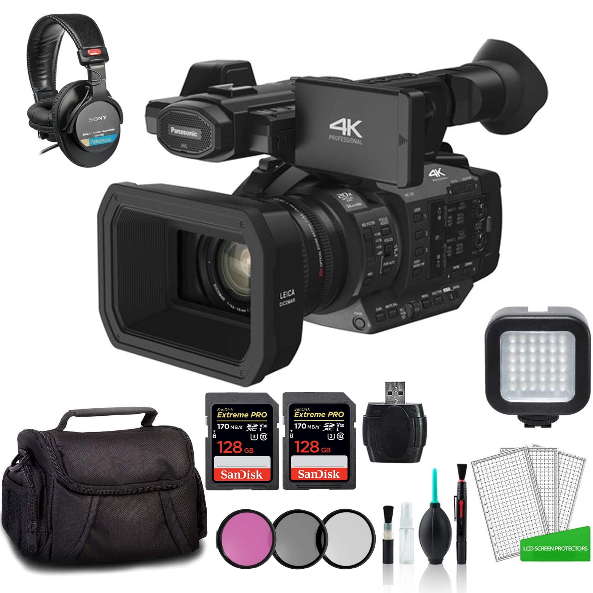 Panasonic HC-X1 4K Ultra HD Professional Camcorder w/ 2x 128GB Sandisk ...