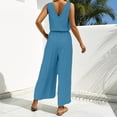 Aura Lane Women's Button Front Jumpsuit Sleeveless Elastic Waist Wide ...