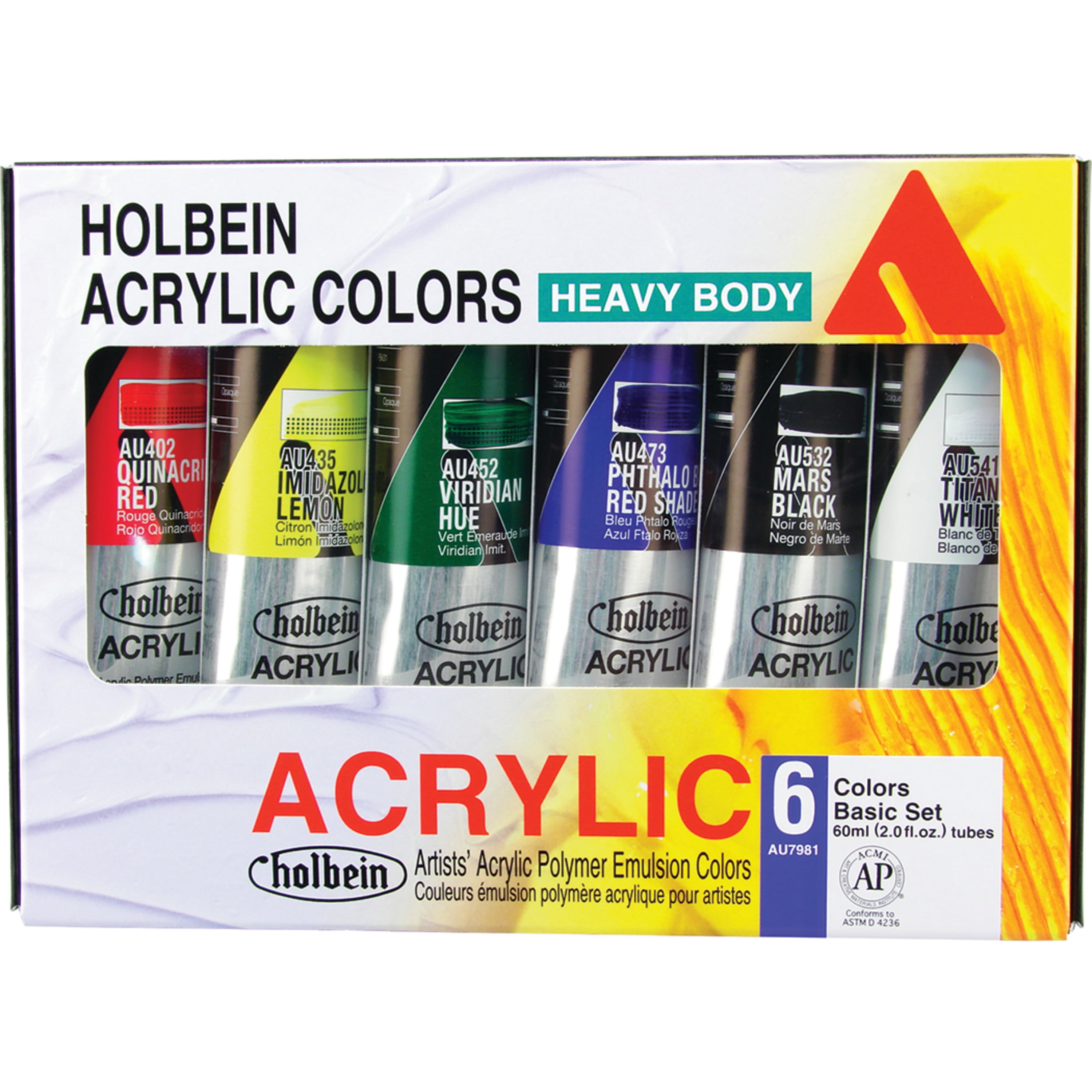 Holbein Artist Heavy Body Acrylic Color, 60ml, Set 6-Color Basic Set ...