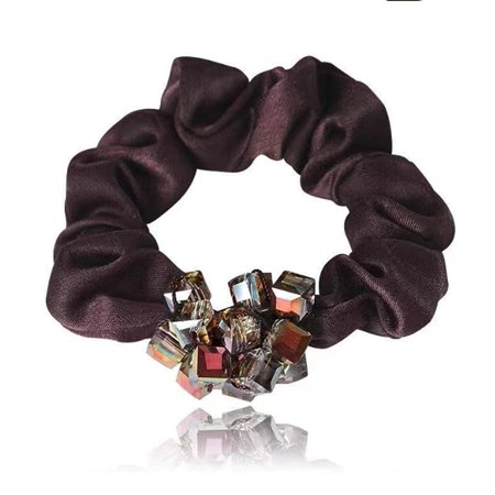 1 Pack Small Square Crystal Large Intestine Hair Ring Simple Shape Tie ...