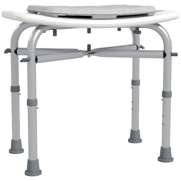 HOMCOM Shower Chair with Removable Padded Cushion Suction Cup Feet ...