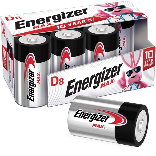 Baterías Energizer D, batería alcalina premium de celda D, 8 unidades ...