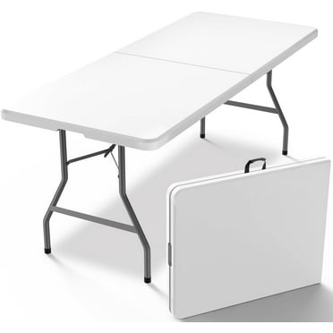 6FT（30"x72"） Folding Table, Indoor Outdoor Heavy Duty Table with ...