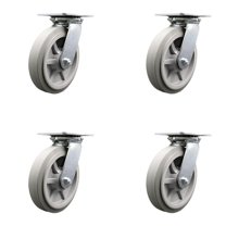 8 Inch Thermoplastic Rubber Caster Set with Roller Bearing 4 Swivel ...