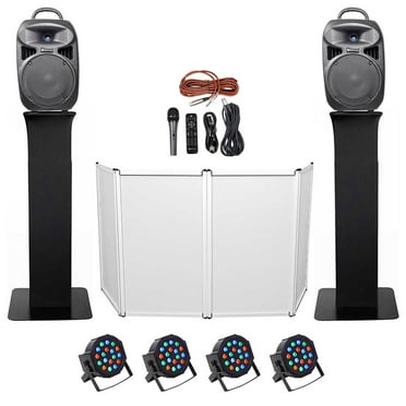 DJ Package w/Black Facade Booth+Bag+2) Totem Stands+Foldable Adjustable ...