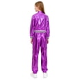 Raenseen Kids Girls Hip Hop Jazz Dance Outfit Shiny Metallic Long ...