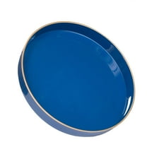 MAONAME 13" Blue Round Tray, Navy Serving Tray with Handles, Modern ...