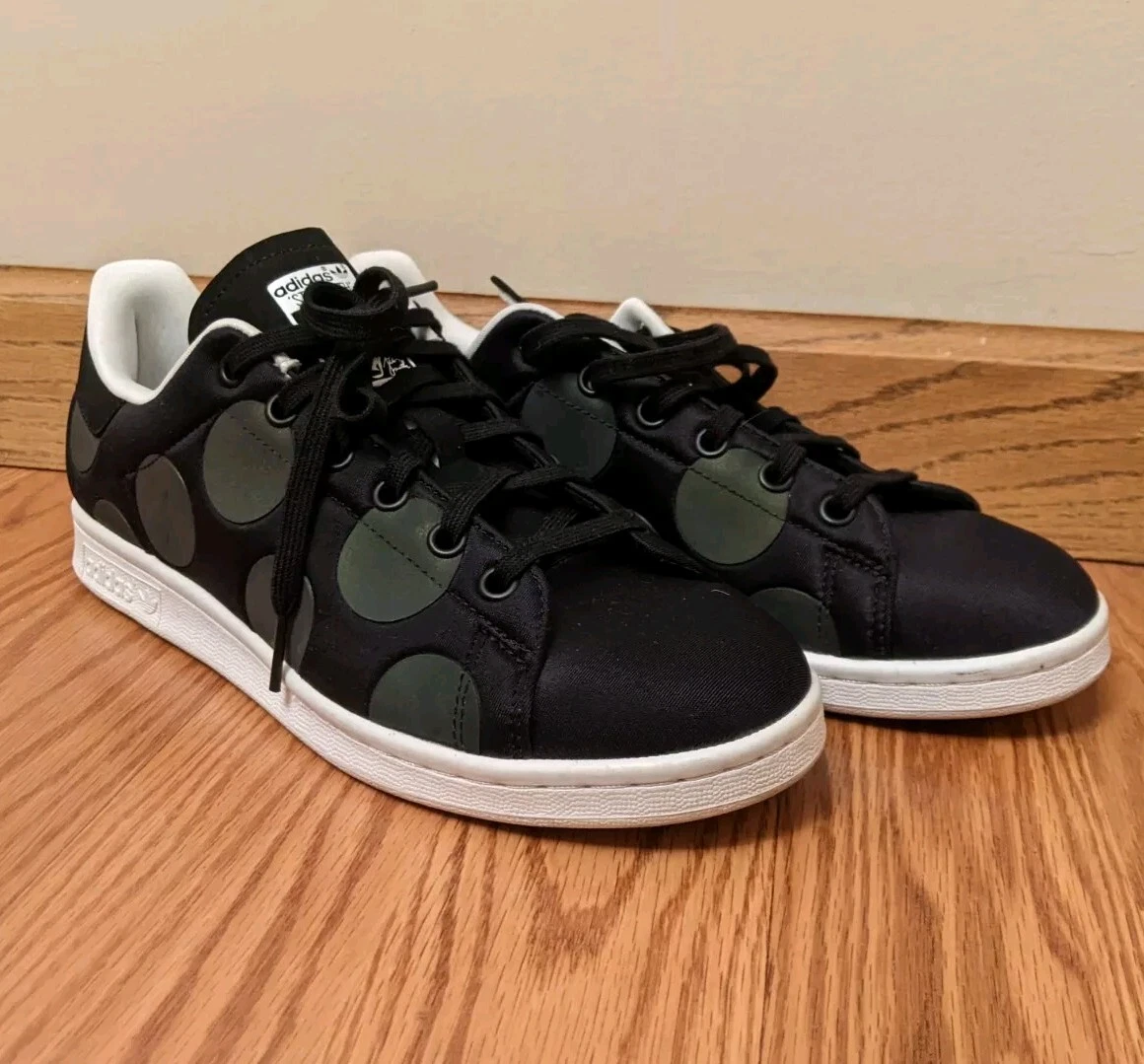 EUC Stan Smith Ad-id-as Black Polka Dot Sneakers Tennis Shoes Mens Size ...