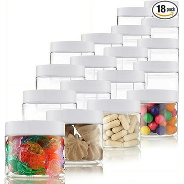 Plastic Jars with Lids - 4 OZ Small Plastic Containers - 18 Pack ...