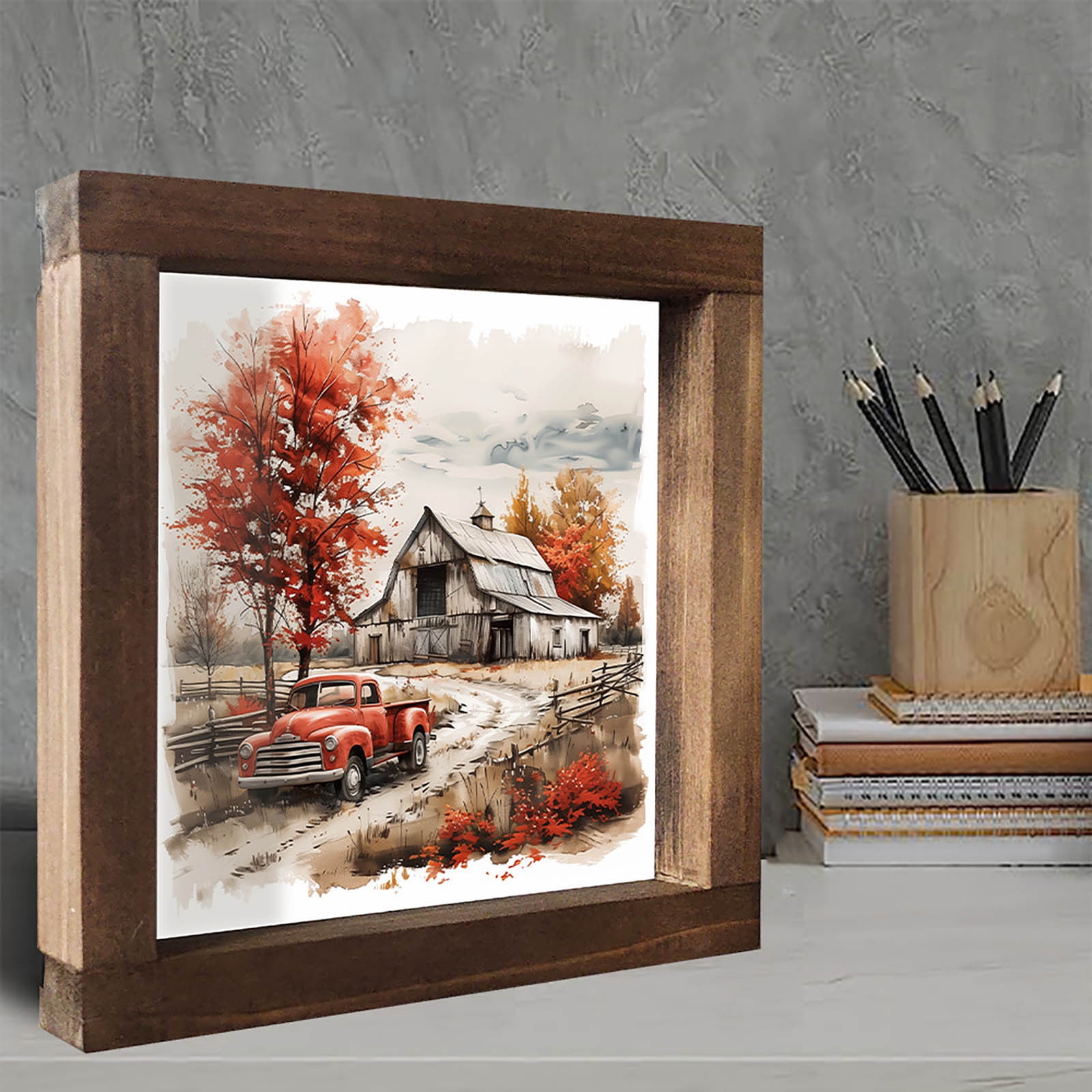 Click here for Bagmrteho Farmhouse Canvas Wall Art Red Old Tracto... prices