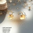 Heart Huggie Hoop Dangle Earrings for Women 14kt Gold-Plated Stainless ...