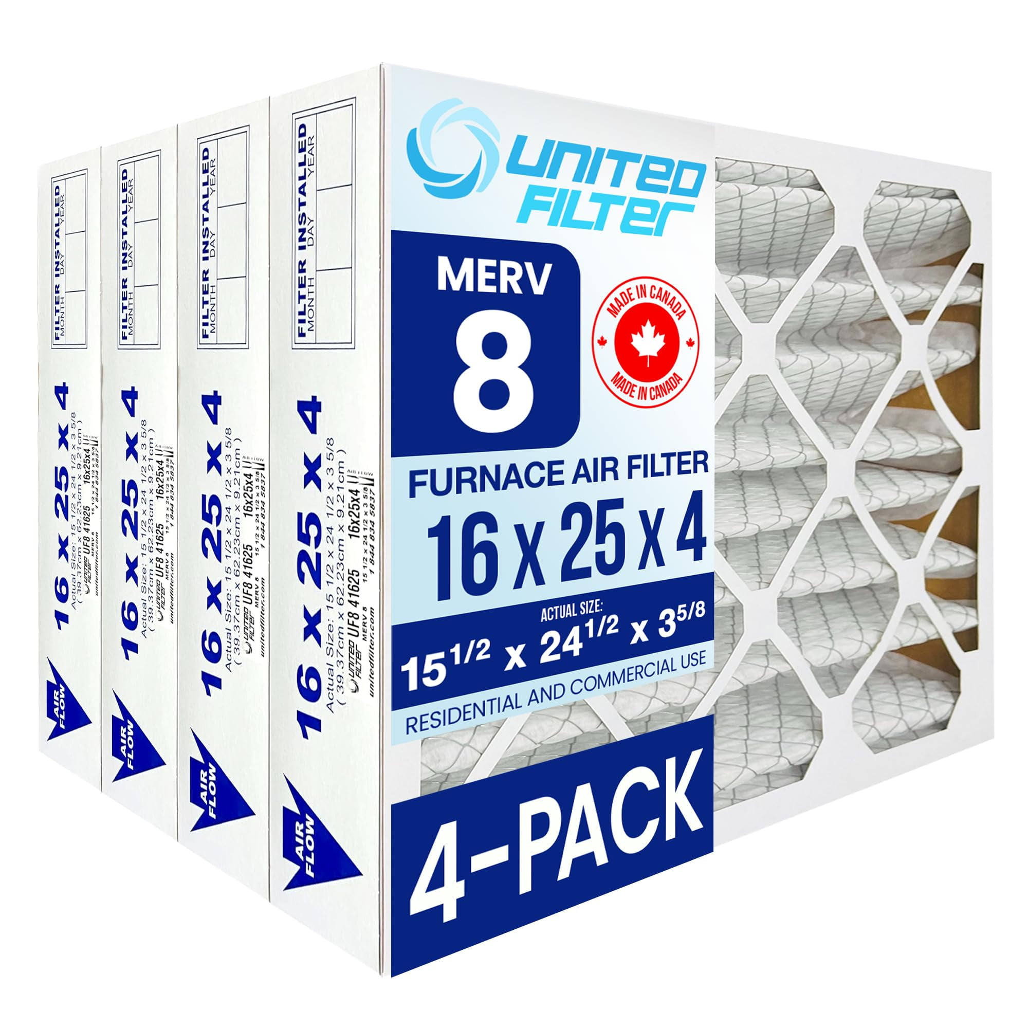 Click here for United Filter 16x25x4 Merv 8 Pleated Furnace Filte... prices