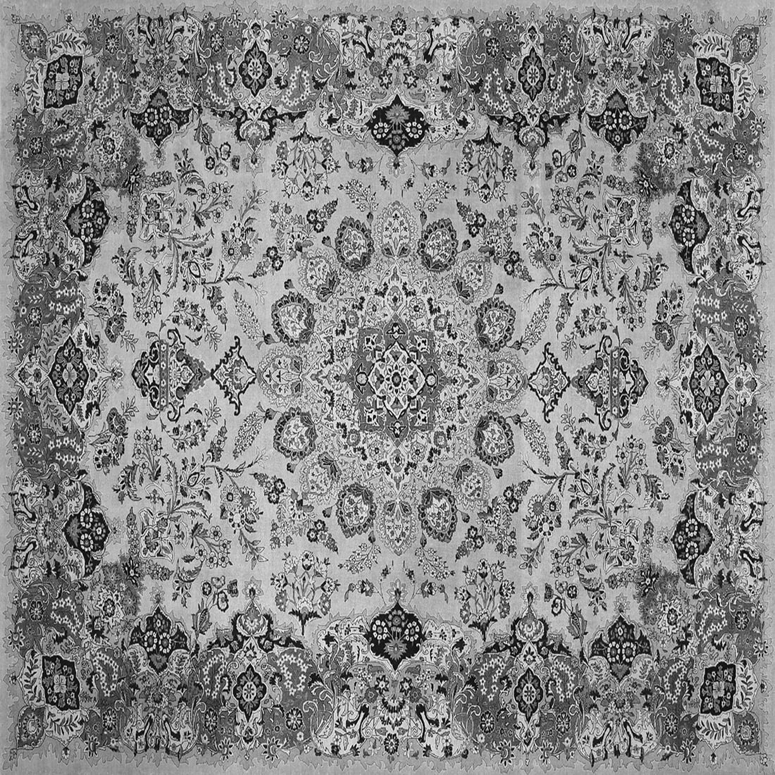 Ahgly Company Indoor Square Medallion Gray Traditional Area Rugs, 6 ...