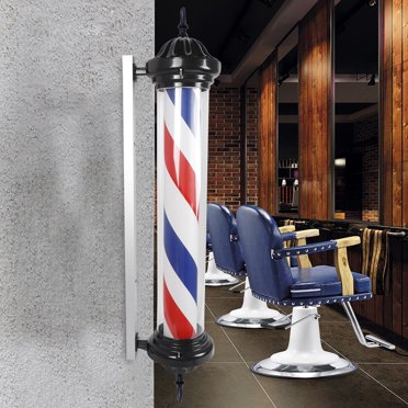 BarberPub Barber Pole with LED, Salon Spa Stripes Rotating Lamp ...