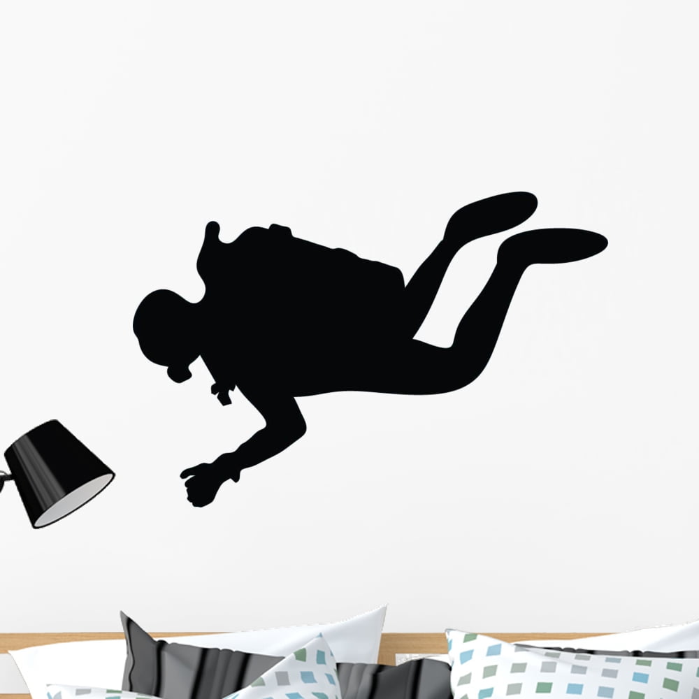 Scuba Diving Silhouette Wall Decal Sticker, Wallmonkeys Peel & Stick ...