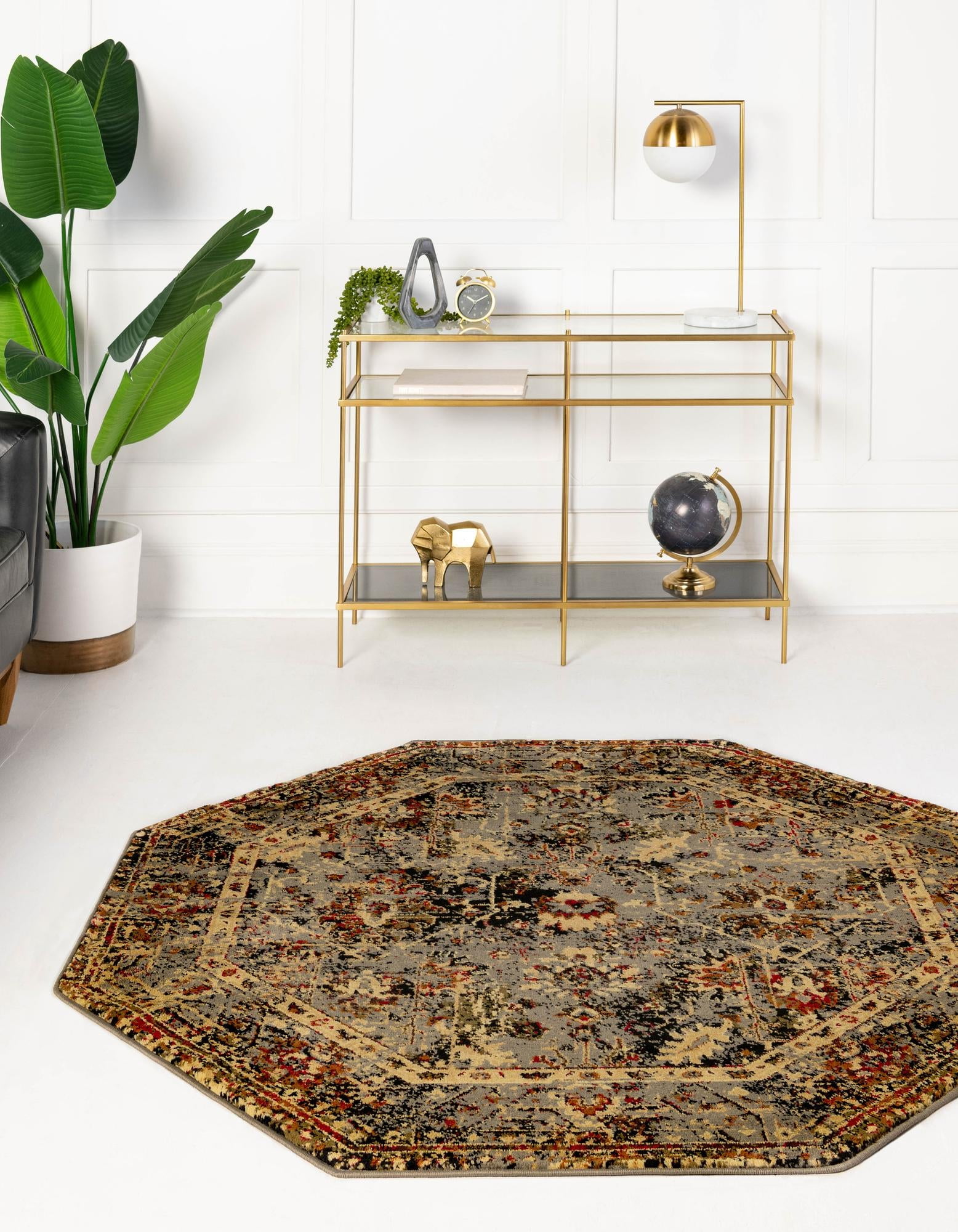 Rugs.com Saturn Collection Rug – 5 Ft Octagon Blue Medium Rug Perfect ...