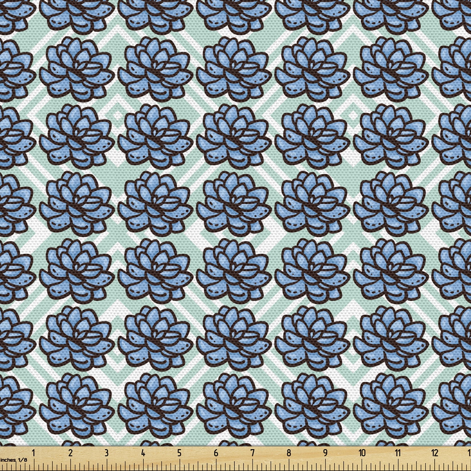 Agave Fabric by the Yard Upholstery, Repeating Cacti Flower Like ...