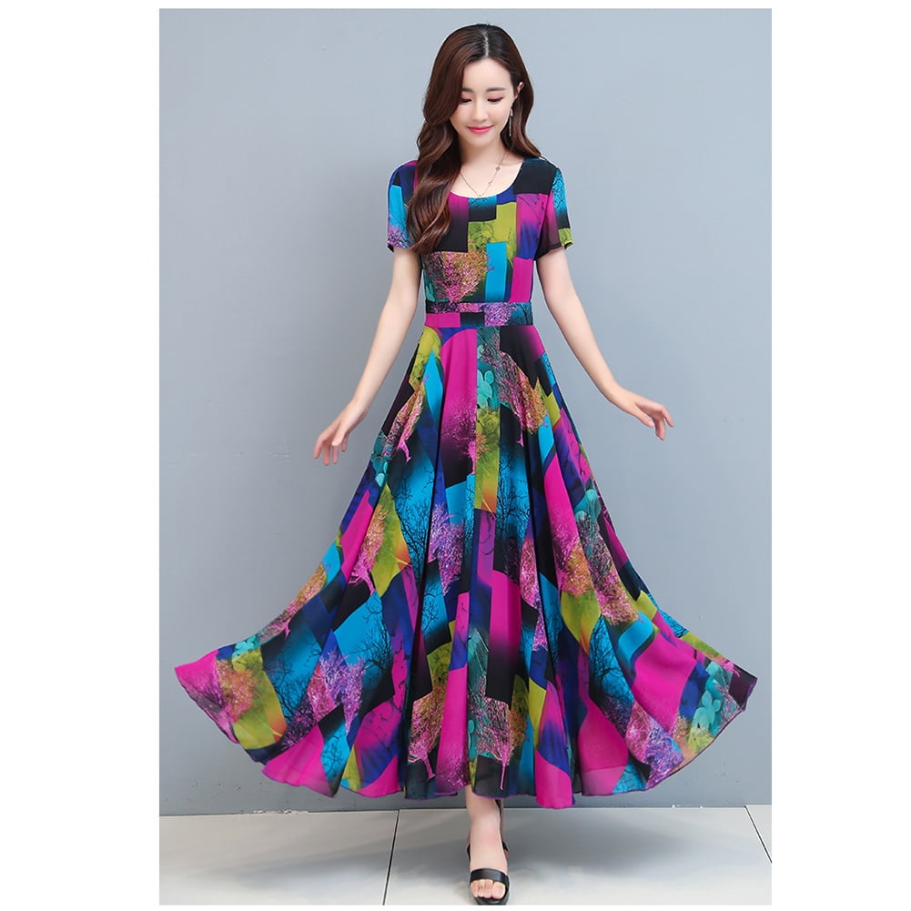 Click here for Kojooin Women Casual Dress Floral Pattern Round Ne... prices