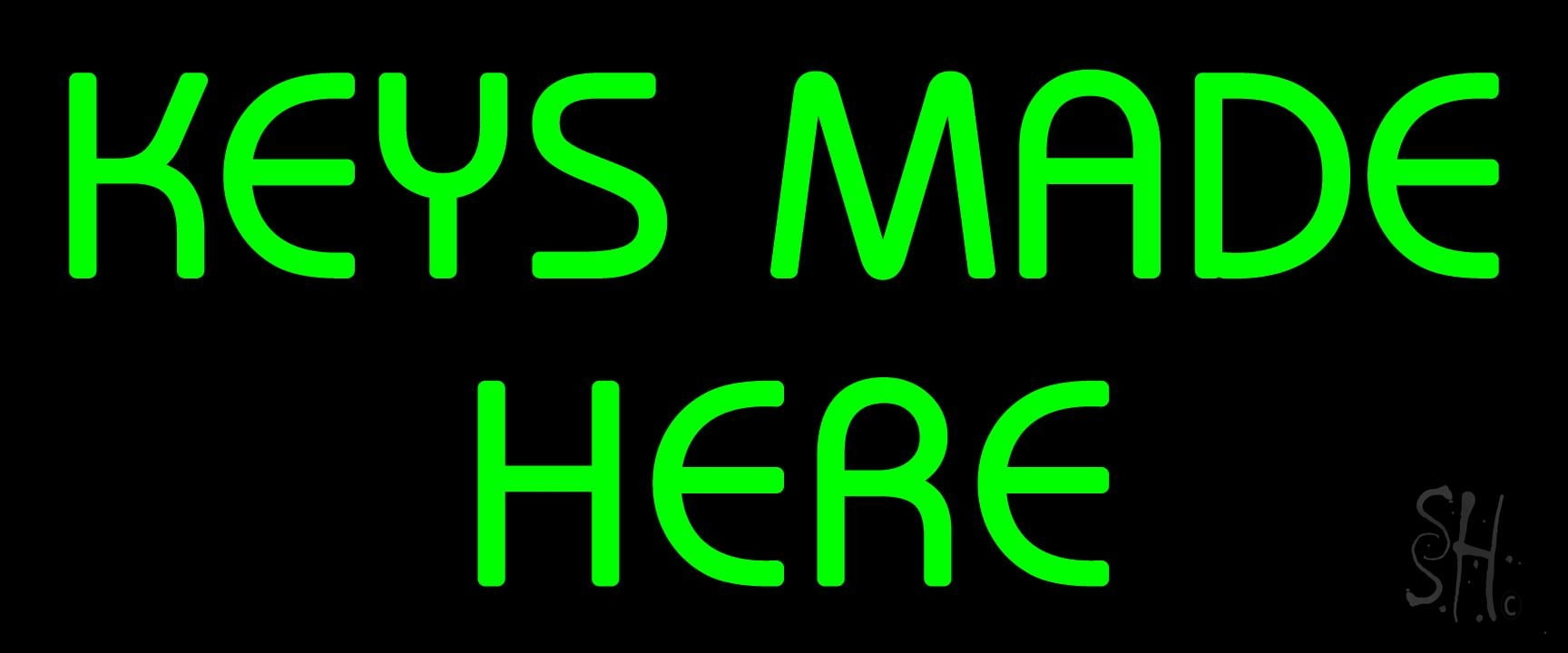 Keys Made Here 2 LED Neon Sign 10" Tall x 24" Wide - inches Black ...