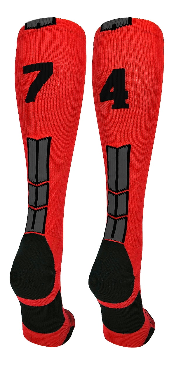 Red/Black Player Id Over the Calf Number Socks (#74, Medium) - Walmart.com