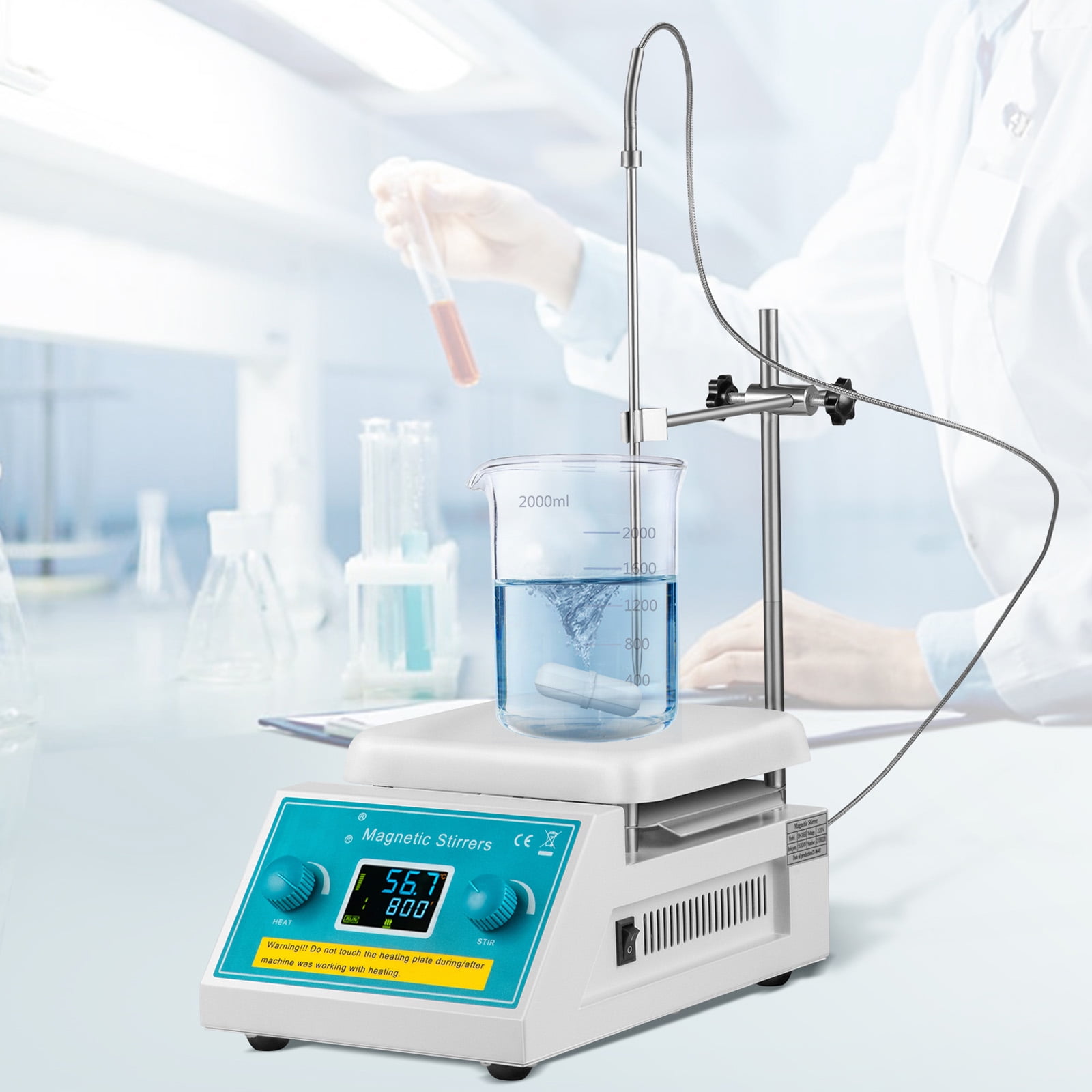 BENTISM Magnetic Stirrer Hot Plate Digital Hotplate Stirrer 2000 RPM 2L ...