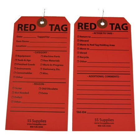 5S Red Tags (Wired) 50 Pack - Walmart.com