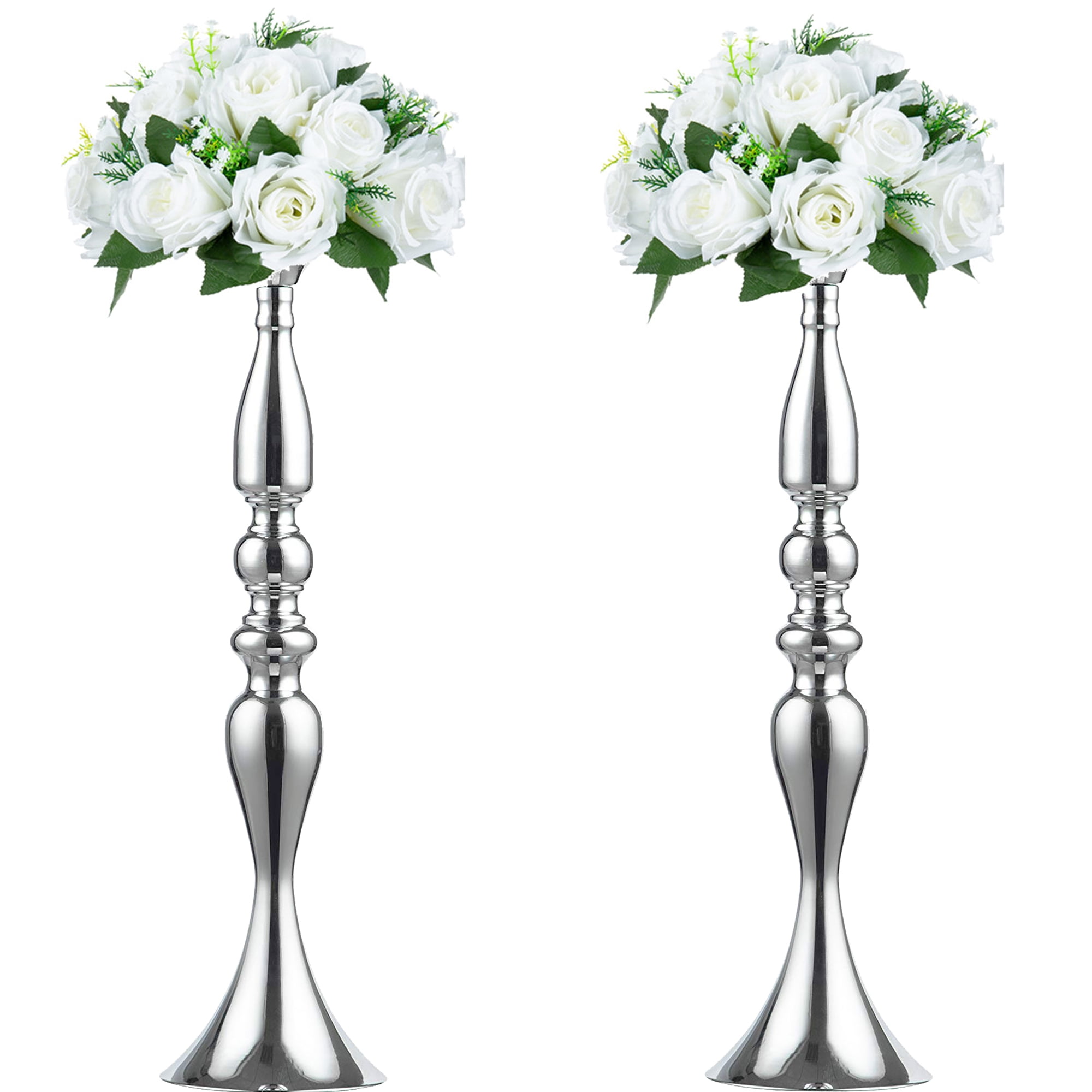 Nuptio 20" Silver Centerpieces for Table Decoration Vases for Wedding ...