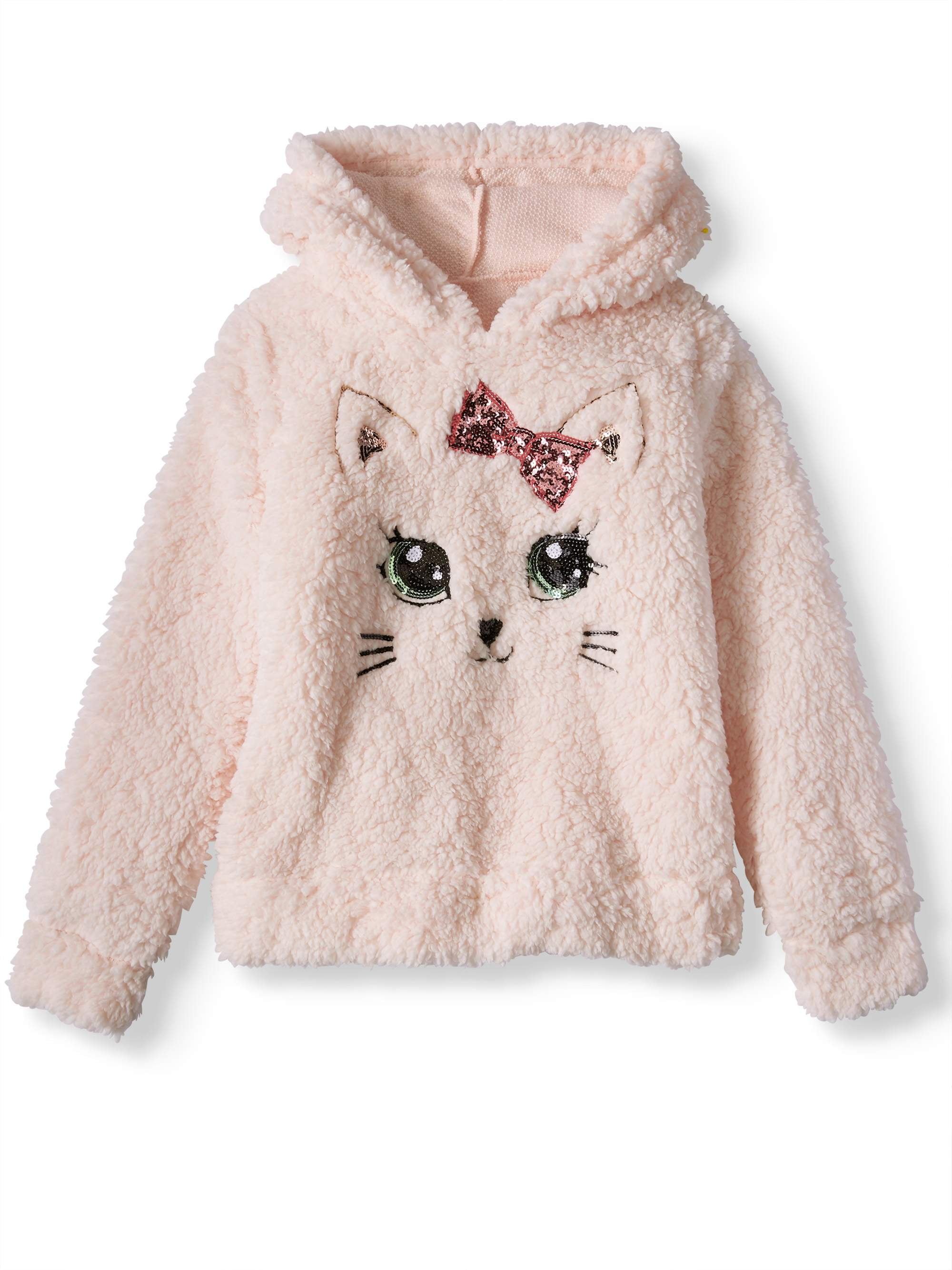 Miss Chievous Girls 4-16 Sequin Critter Plush Sherpa Pullover Hoodie ...