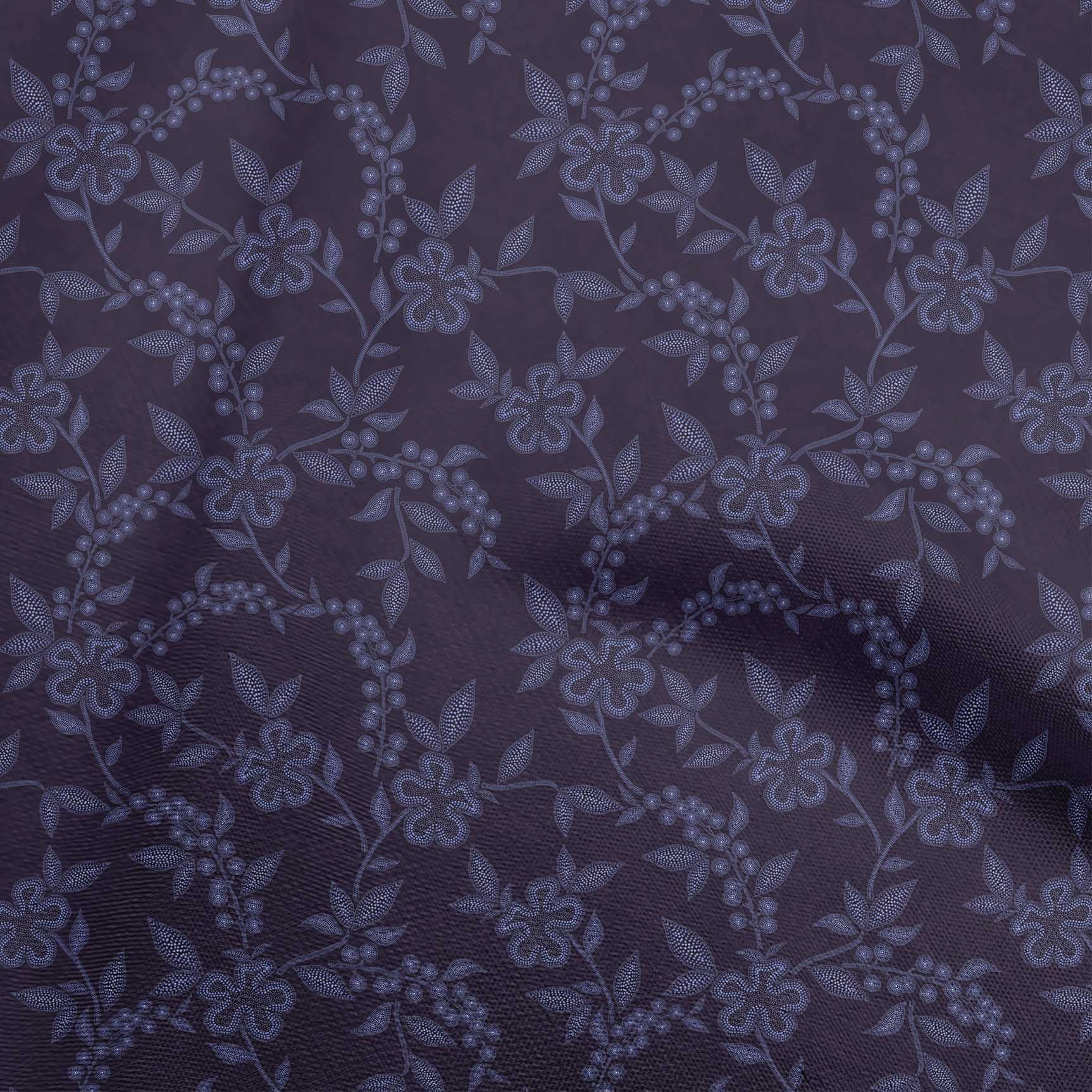 oneOone Cotton Silk Blue Fabric Floral Fabric For Sewing Printed Craft ...