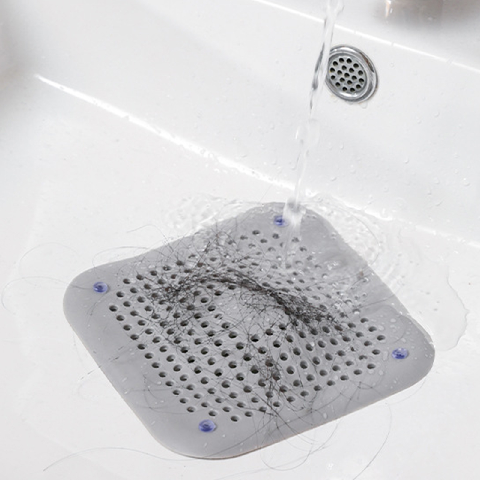 Washranp Drain Hair Catcher,Square Silicone Shower Sink Strainer Easy ...