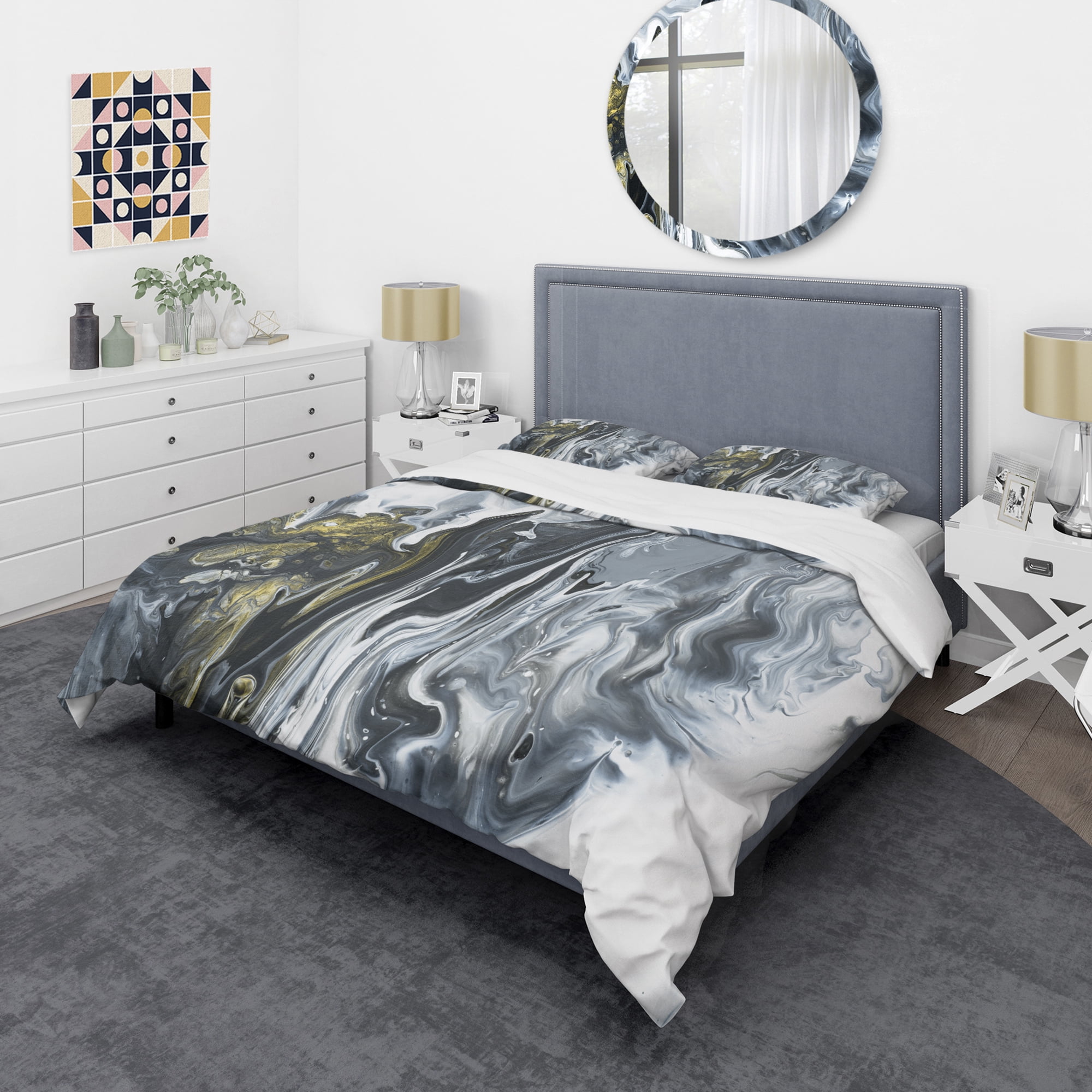 Click here for Designart white  Grey And White Marble Acrylic Mid... prices