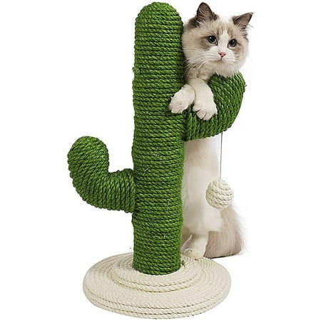 Sisal Cactus cat Tree Cat Indoor Entertainment Center with Fur Balls ...