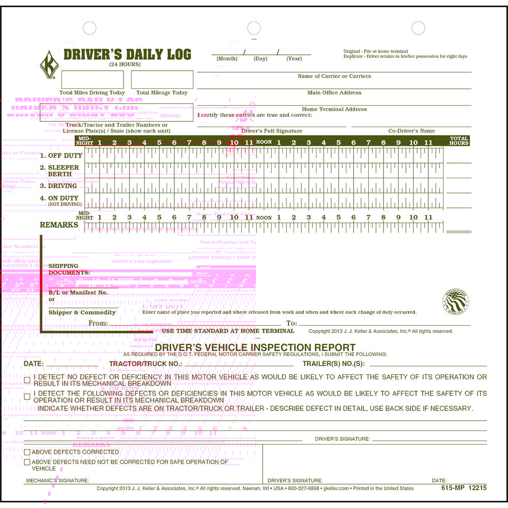 2-In-1 Driver Daily Log Book 5-pk. with Simplified DVIR - 2-Ply ...